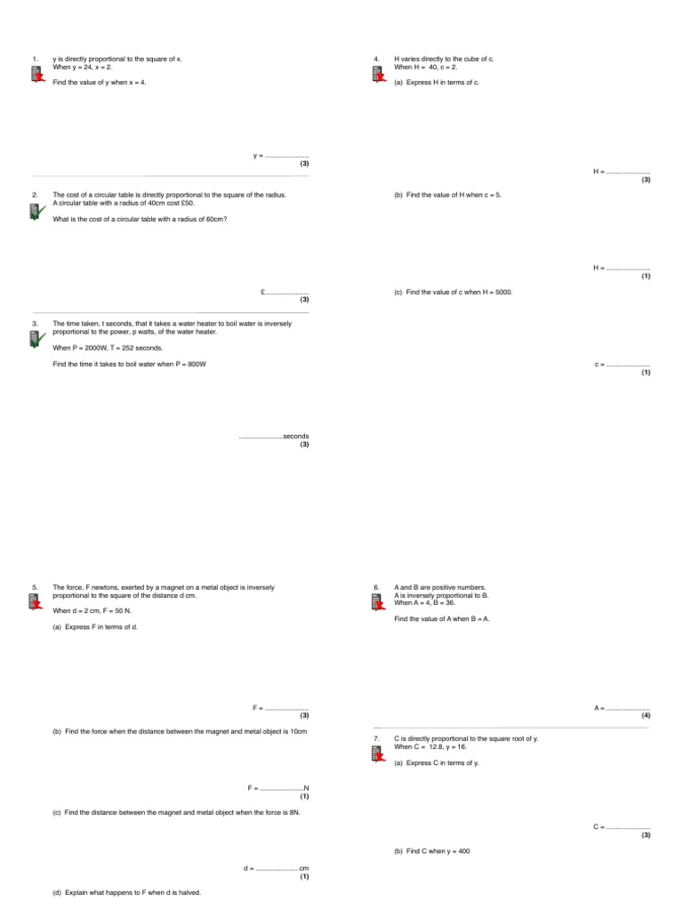 Direct Inverse Proportion Corbett | PDF | Force | Physical Quantities