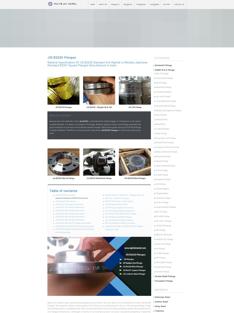 JIS B2220 Flange Specifications Guide | PDF