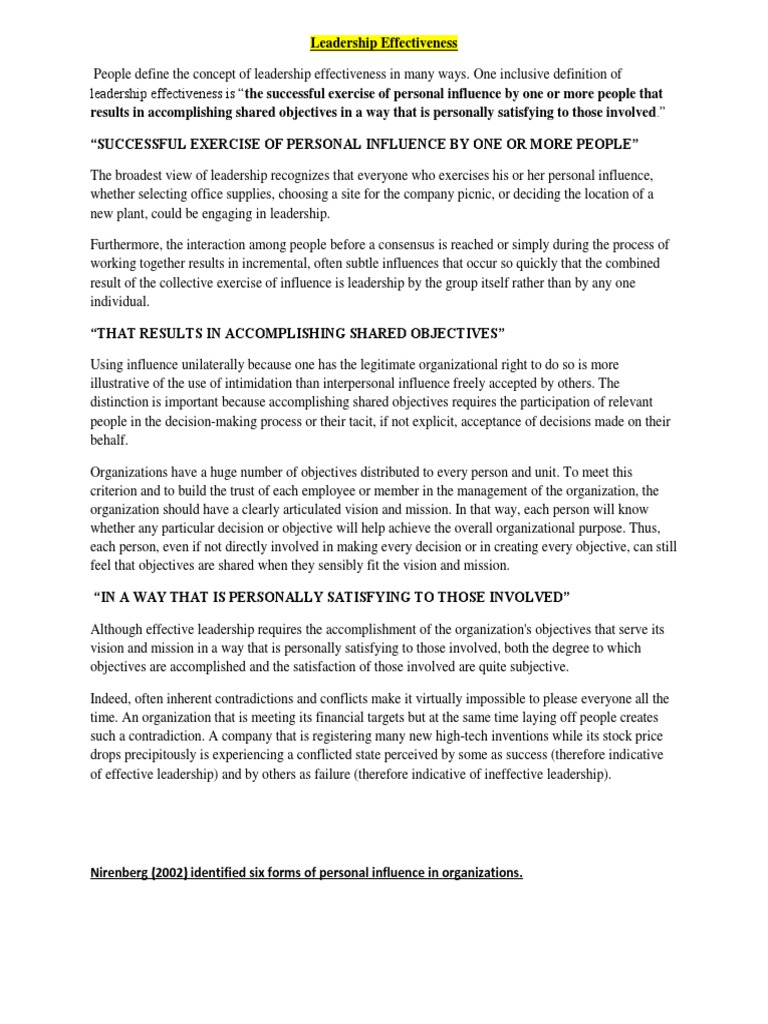 Leadership Effectiveness | PDF | Leadership | Job Satisfaction