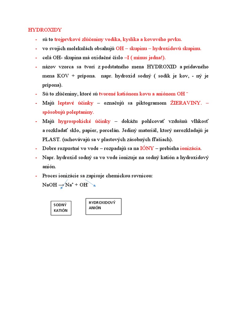 Hydroxidy Úvod | PDF
