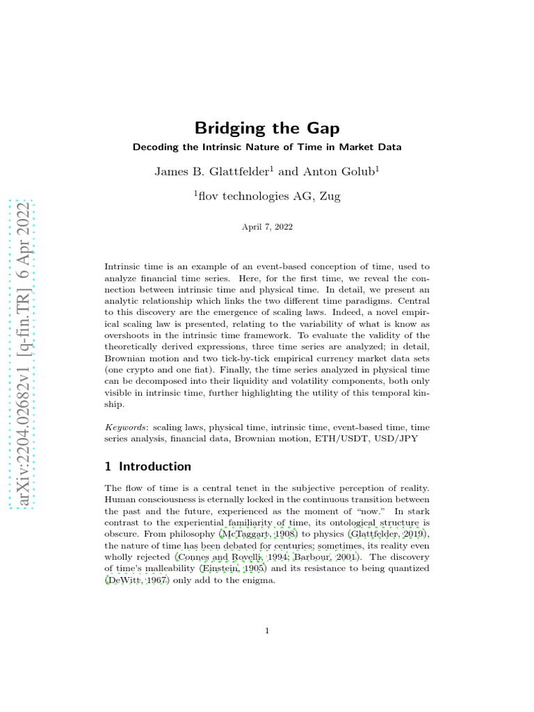 Bridging The Gap Decoding The Intrinsic Nature Of Time In Market Data Download Free Pdf