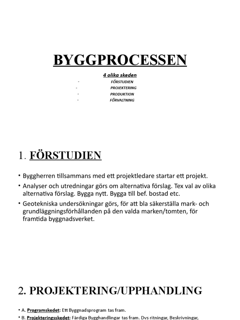 Byggprocessen: 4 Olika Skeden | PDF