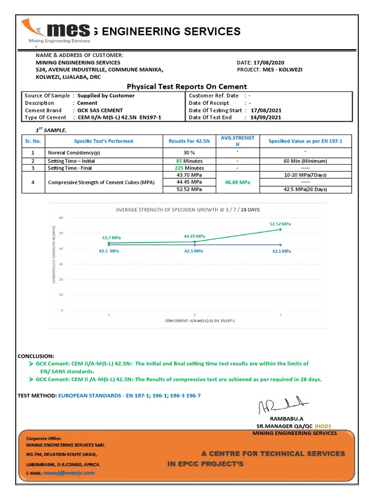 GCK Cement Test Reports | PDF | Secondary Sector Of The Economy ...
