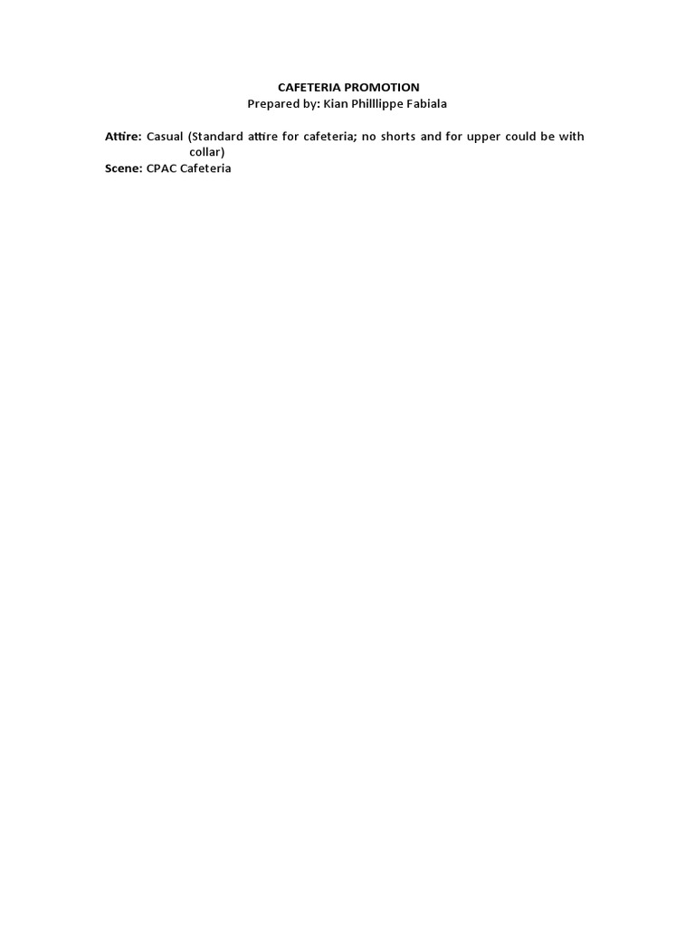 CAFETERIA PROMOTION Script | PDF | Cafeteria