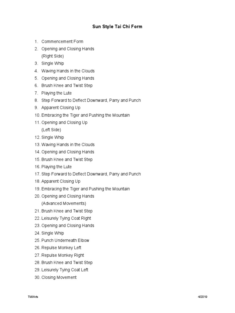 Sun Style Tai Chi Form Guide | PDF | Lifestyle