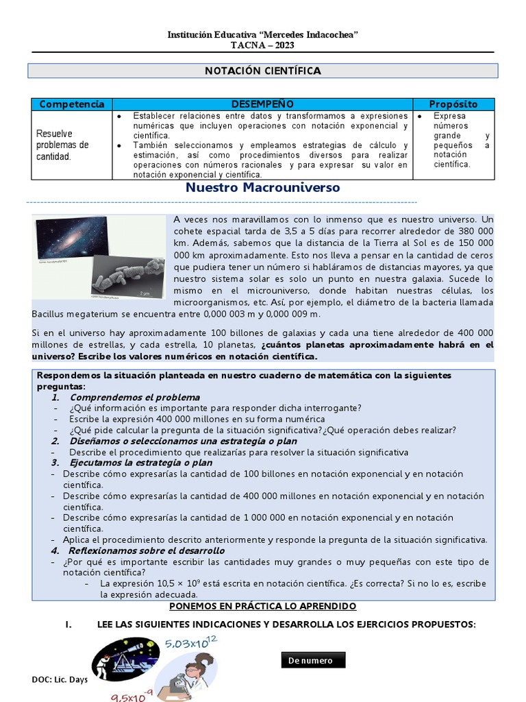 Ficha de La Sesion de Notacion Cientifica | Descargar gratis PDF ...