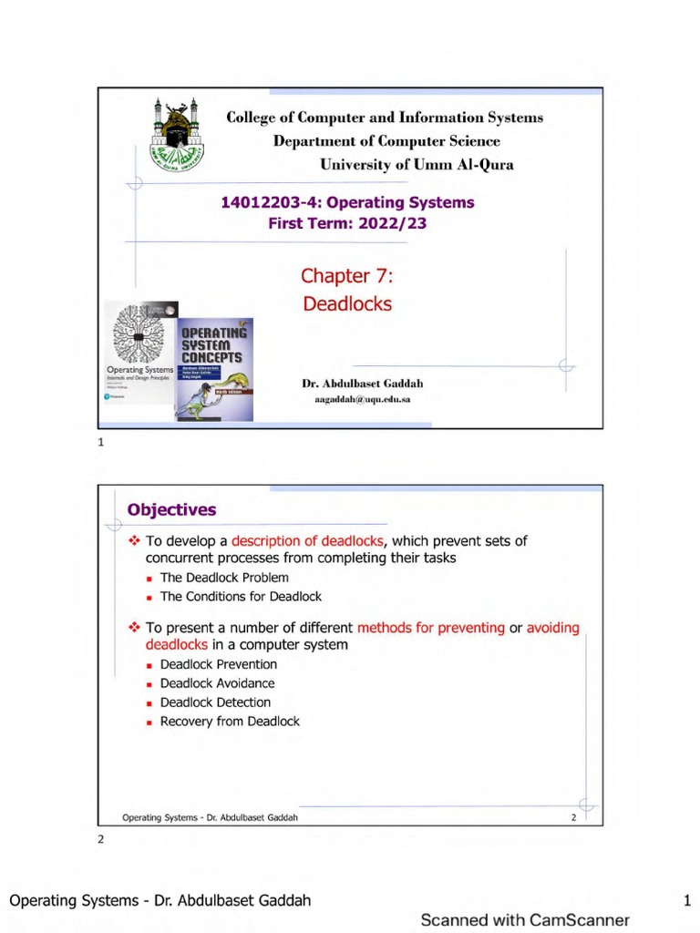 OS Ch07 Deadlocks PDF | PDF | Technology & Engineering