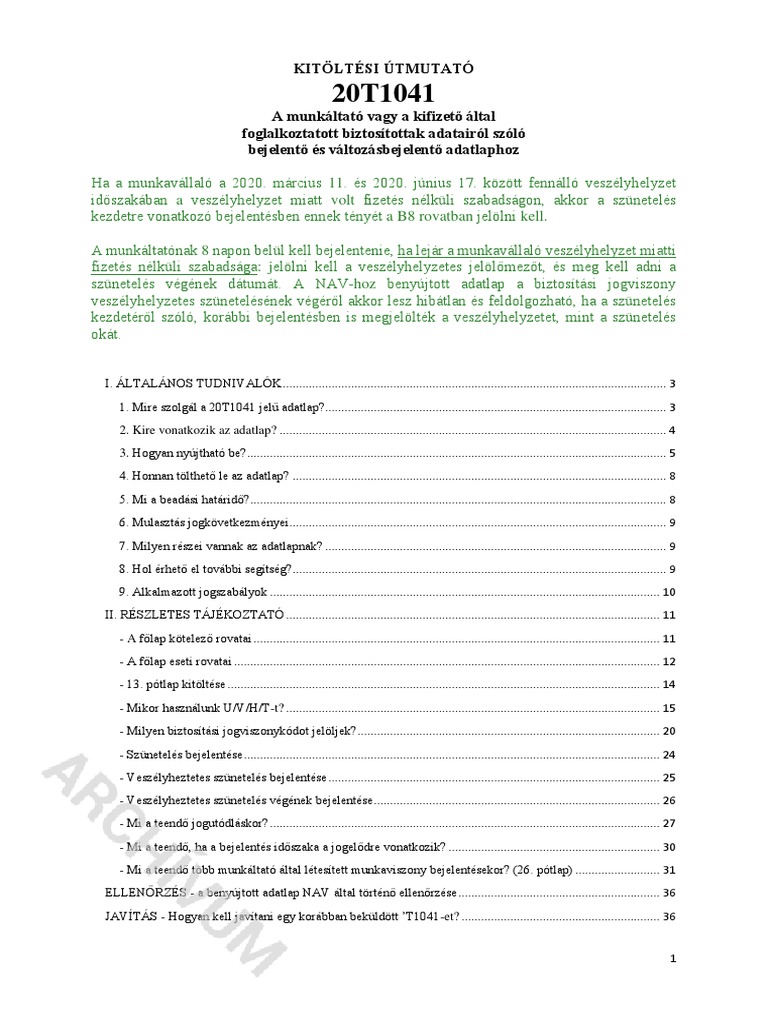 20T1041 Utmutato v4.0 | PDF