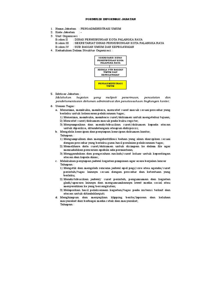 Anjab JP Pengadministrasi Umum-1 | PDF