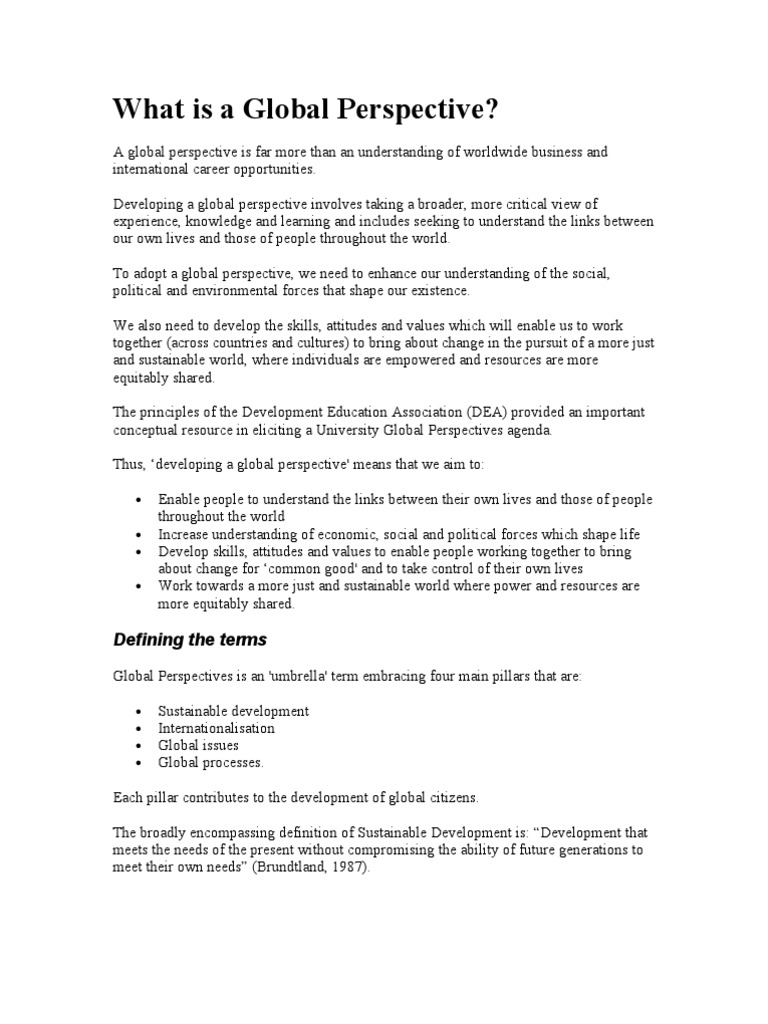 What Is A Global Perspective?: Defining The Terms | PDF
