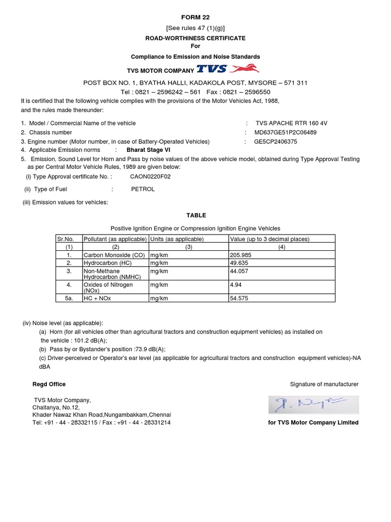 Form22 190068425 | PDF | Exhaust Gas | Combustion
