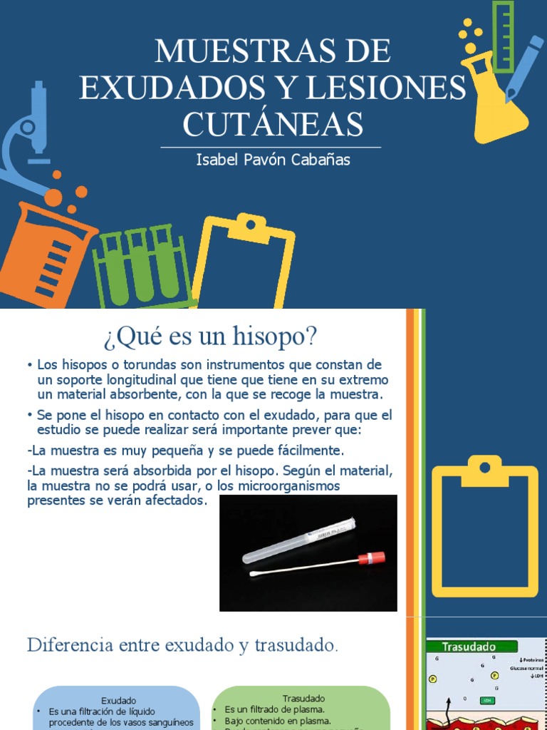 Muestras de Exudados Y Lesiones Cutáneas: Isabel Pavón Cabañas | PDF ...