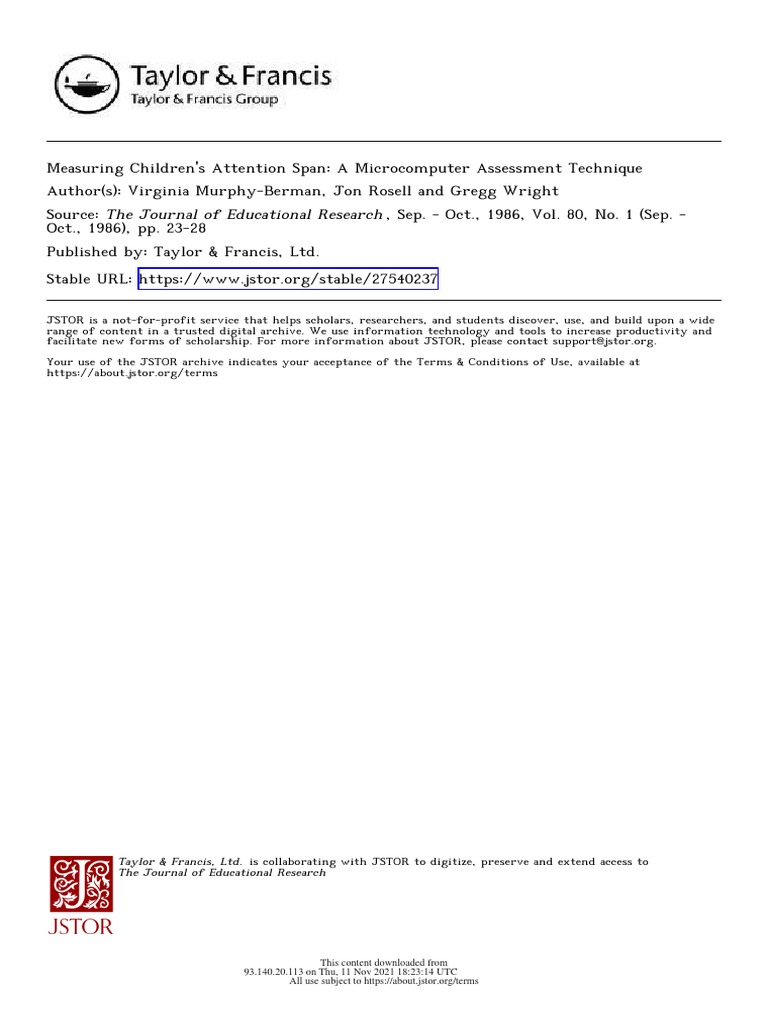 Measuring Children's Attention Span A Microcomputer Assessment ...