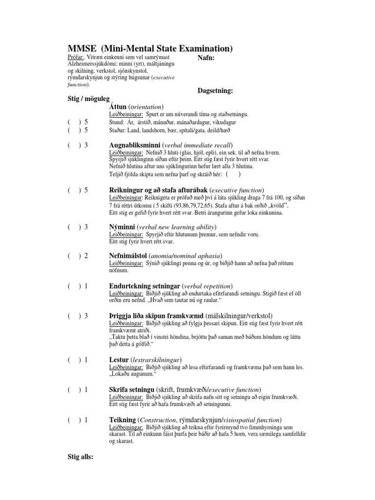 MMSE Icelandic | PDF