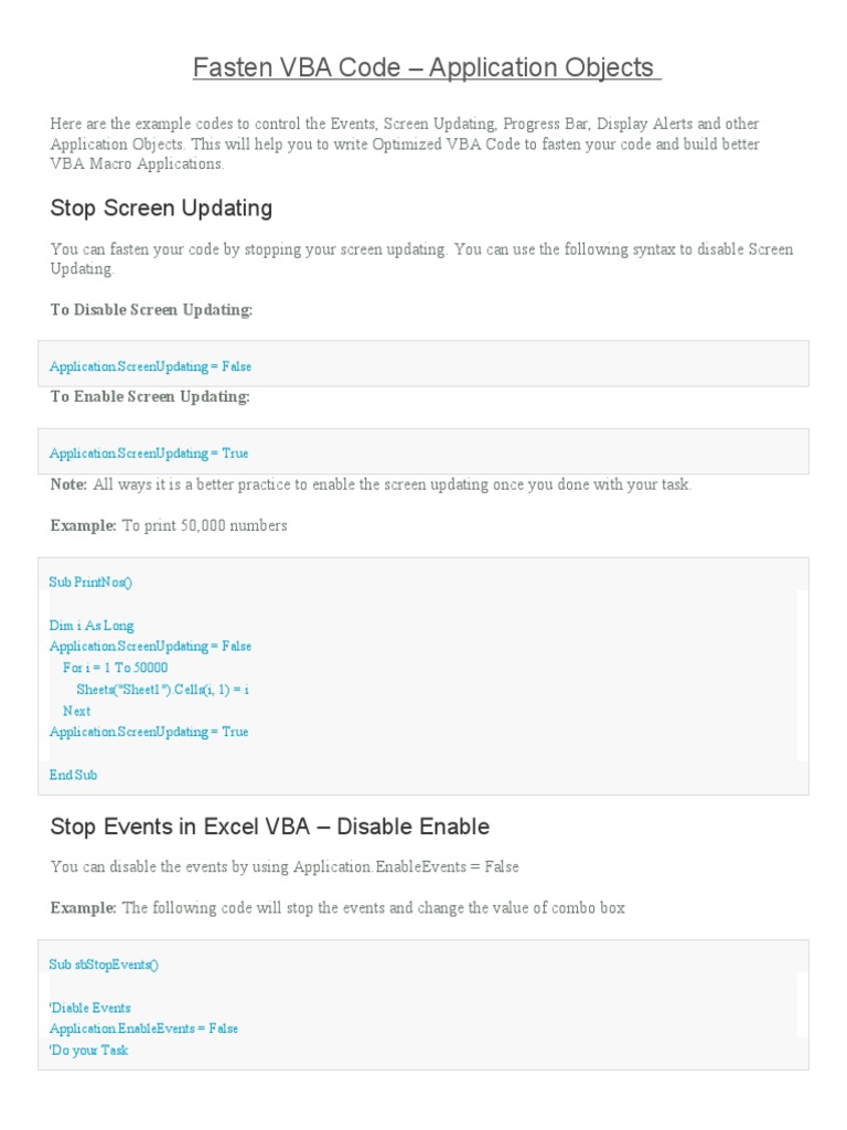 Fasten VBA Code | PDF