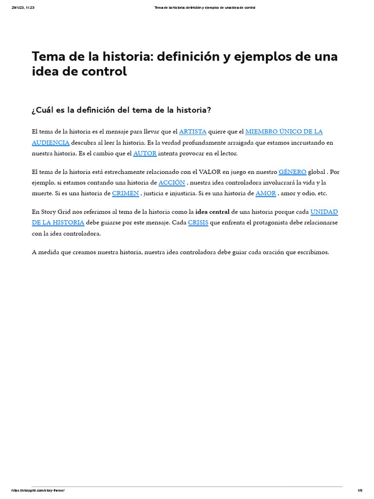 1 Tema de La Historia - Definición y Ejemplos de Una Idea de Control ...