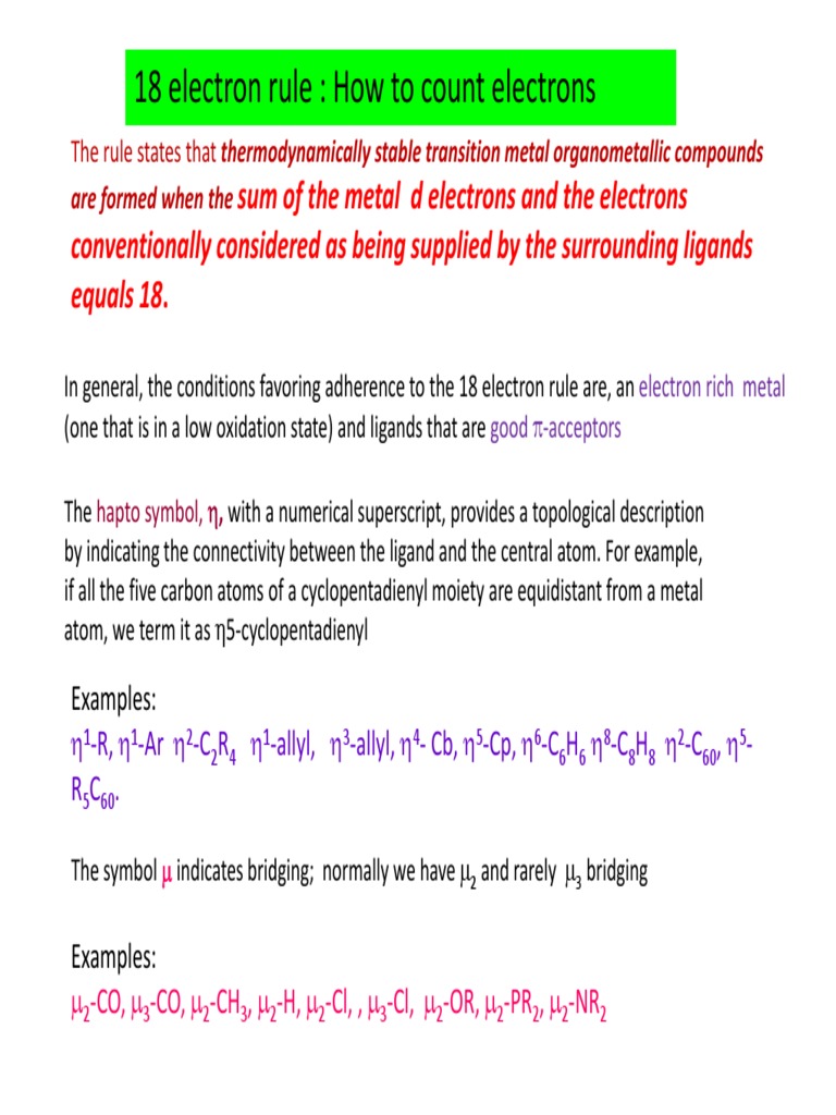 18 Electron Rule: How To Count Electrons | PDF | Infrared Spectroscopy ...