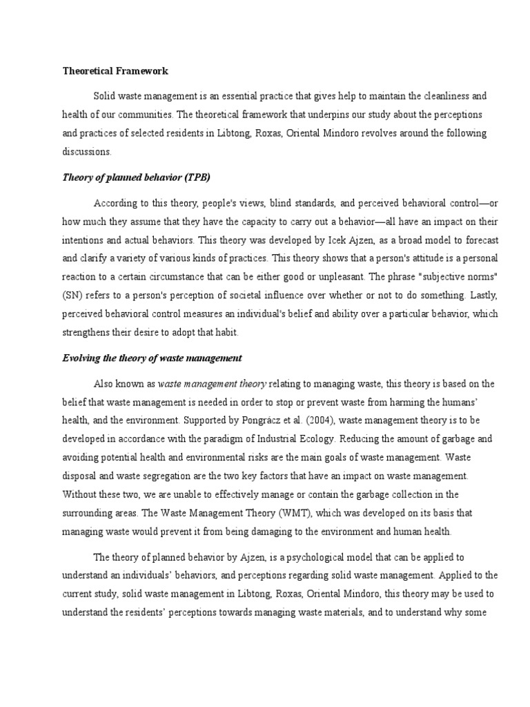 Theoretical Framework: Theory of Planned Behavior (TPB) | PDF | Waste ...