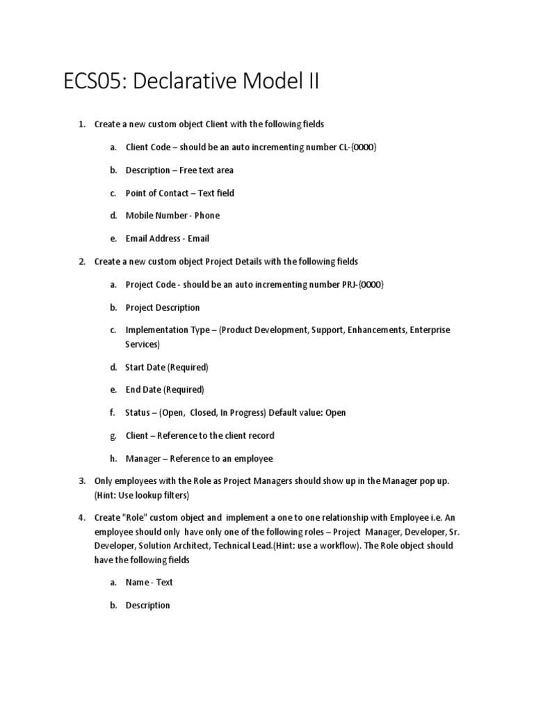 Ecs 05 Declarative Model Ii Assignment Pdf Computer Engineering Information Technology