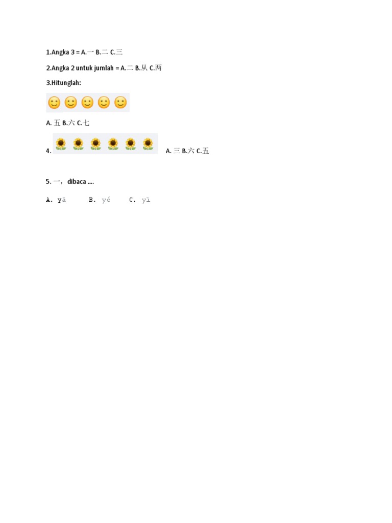 Contoh Soal Angka B. Mandarin | PDF
