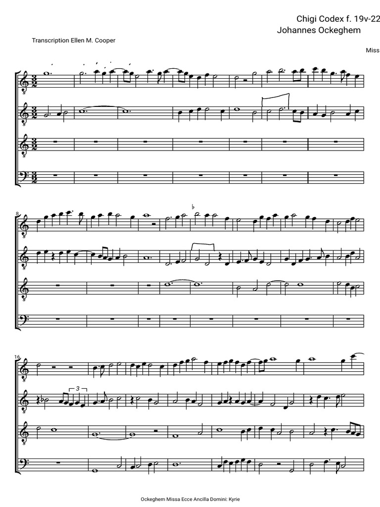 Chigi Codex: Ockeghem Missa Ecce Ancilla Domini: Kyrie | PDF