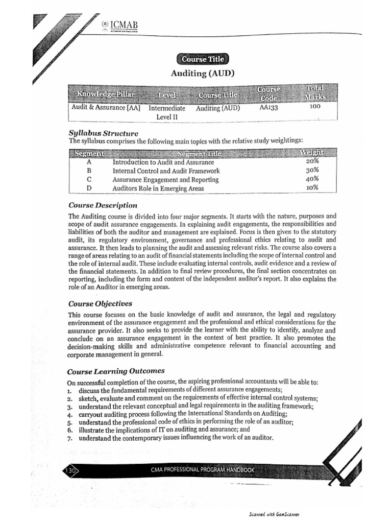 Auditing Syllabus Pdf