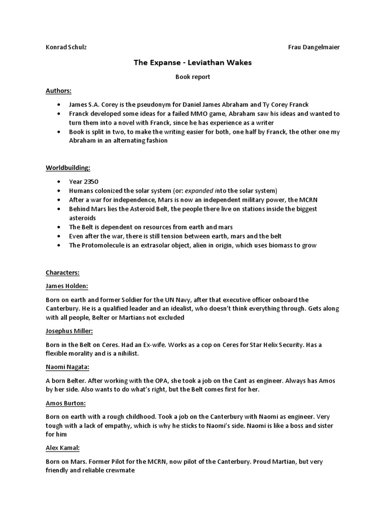 The Expanse Book Report | PDF | Solar System | Astronomy