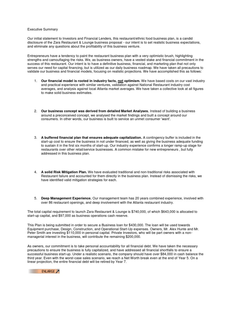 Executive Summary | PDF | Restaurants | Menu