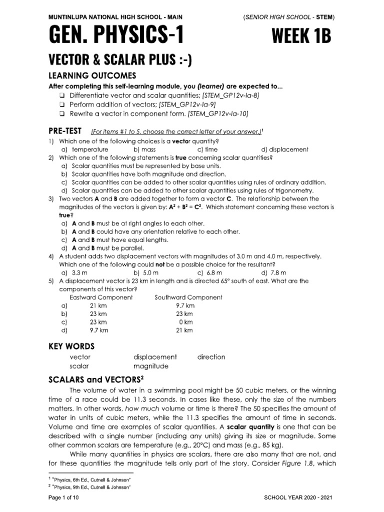 Gen. Physics 1 - CH 1B - Week - 1B - Q1 Week 2 | PDF
