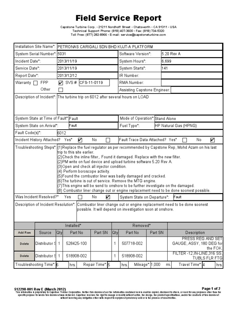 Field Service Report | PDF | Computing