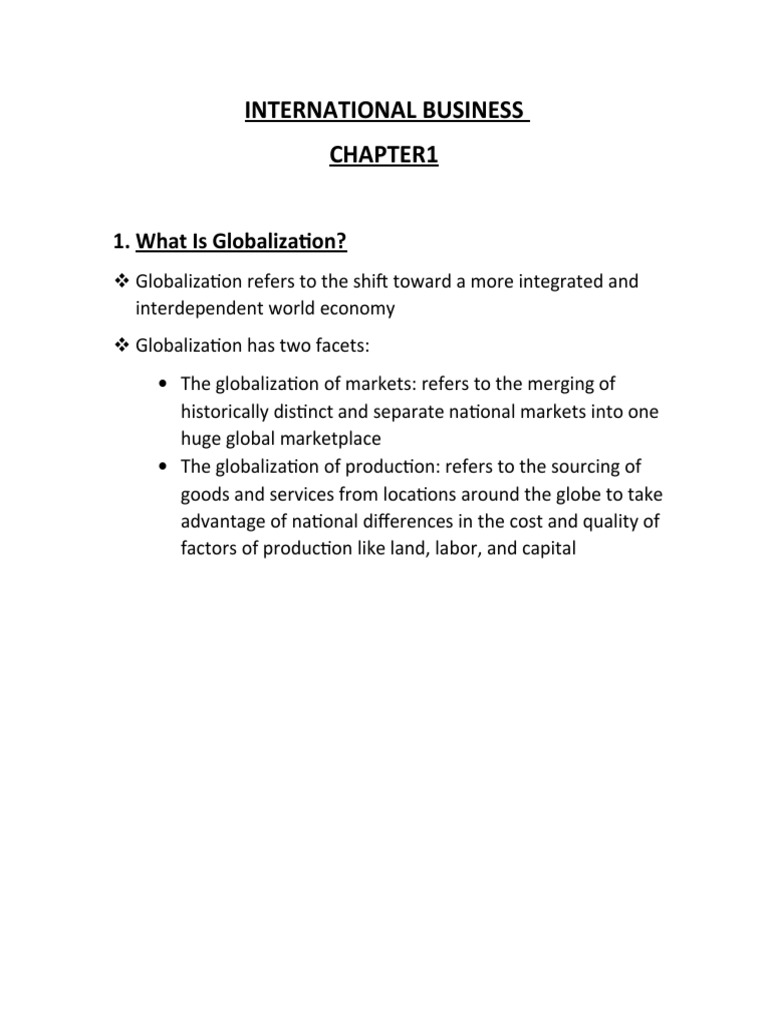 INTERNATIONAL BUSINESS - Docx Chapter 1 | PDF | Globalization | World Trade Organization