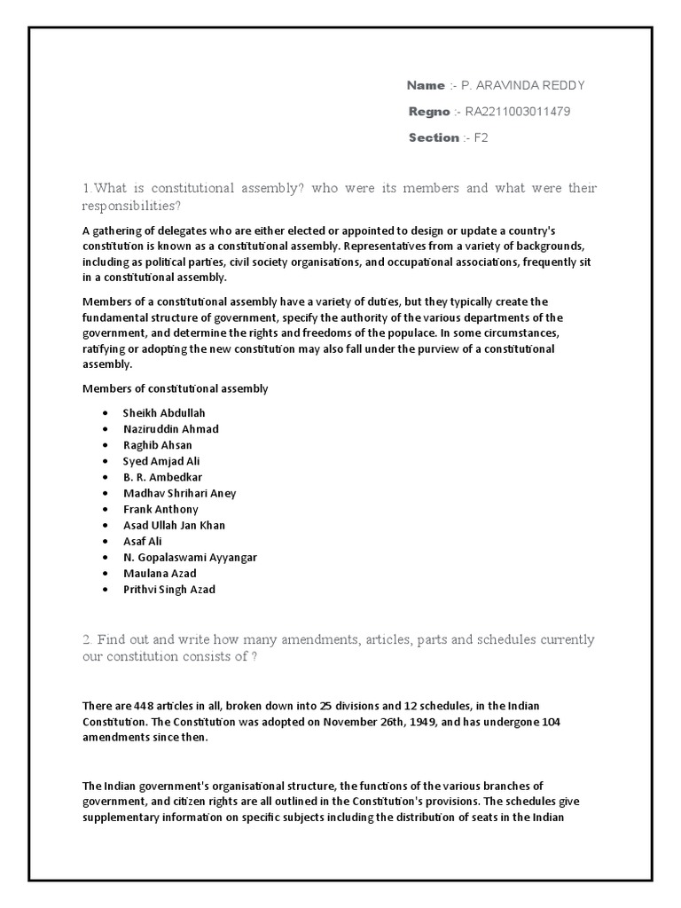 Aravinda Reddy Coi Assignment (Ra2211003011479) | PDF | Democracy | Political Ideologies