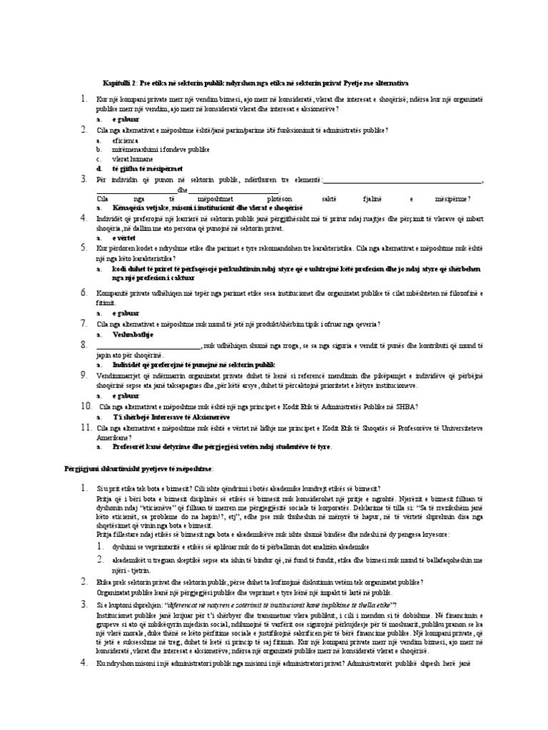 Çelësi I Përgjigjeve - Kapitulli 2 | PDF