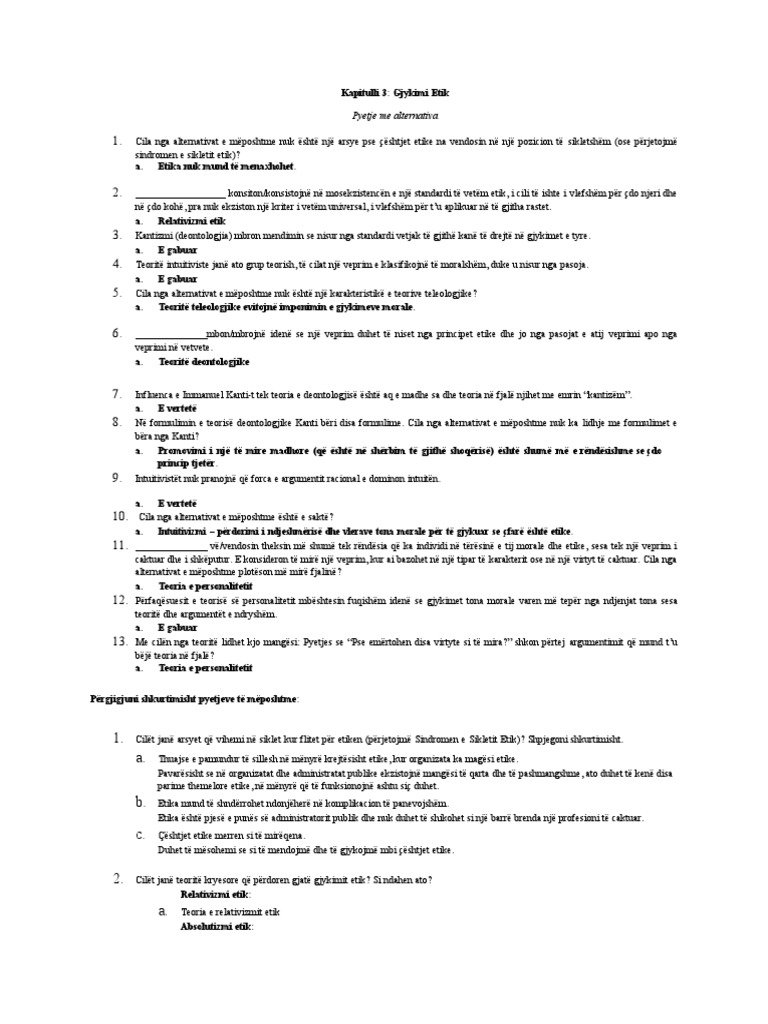 Çelësi I Përgjigjeve - Kapitulli 3 | PDF