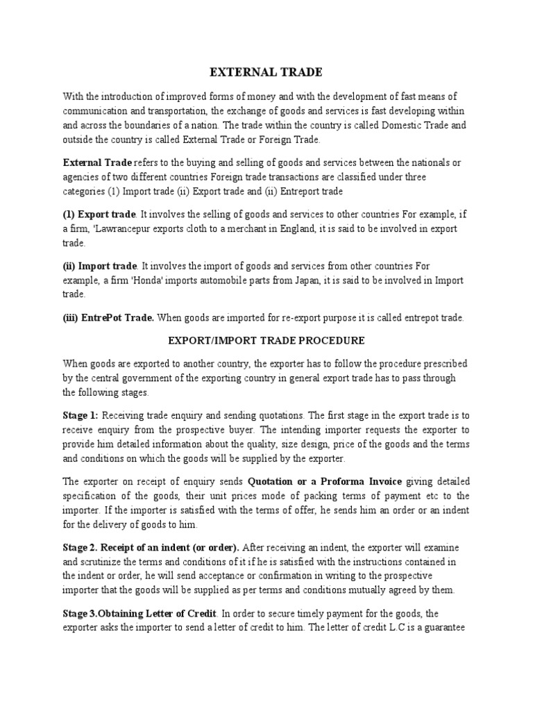 External Trade | PDF | Letter Of Credit | Payments
