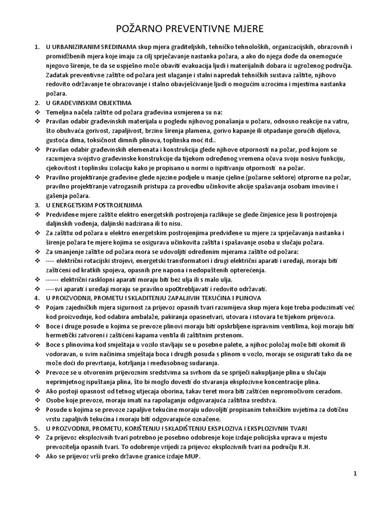 Požarno Preventivne Mjere | PDF