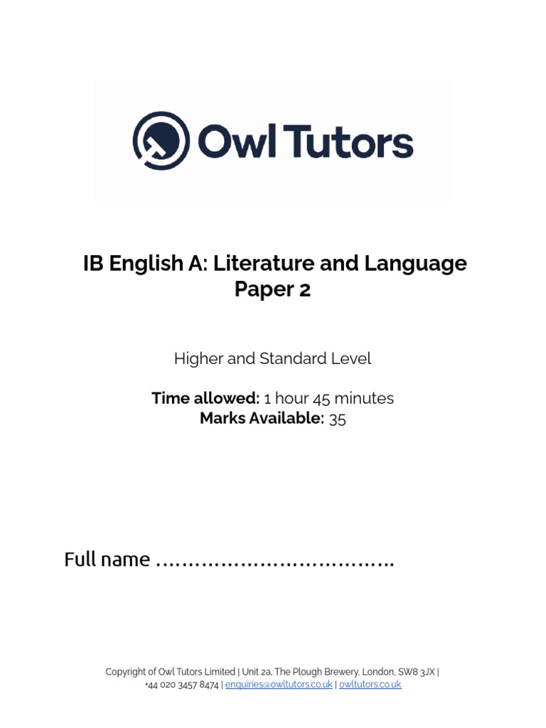 IB English Practice Paper 2 | PDF | Essays | Understanding