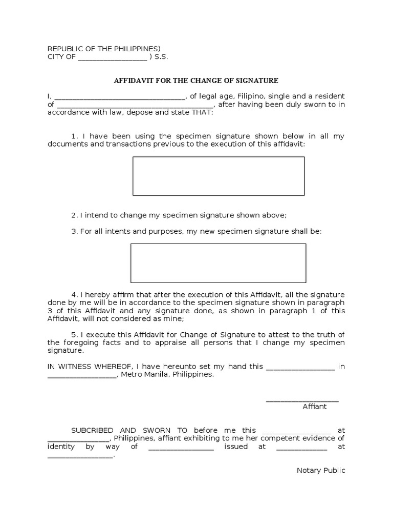 Signature Change Affidavit | PDF