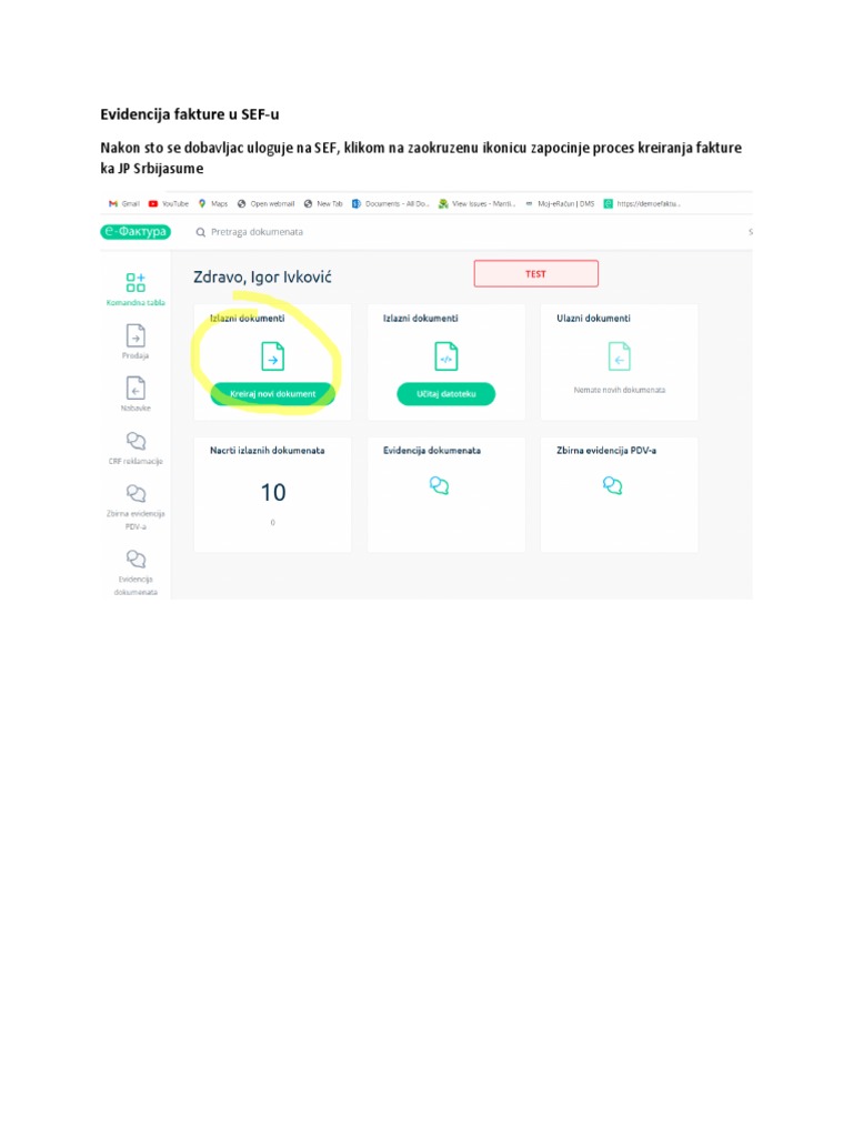 Evidencija Fakture U SEF-u | PDF