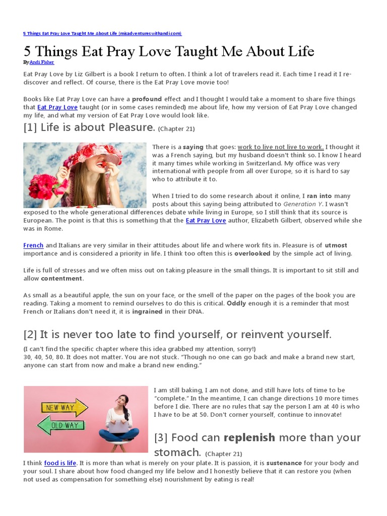 5 Things Eat Pray Love Taught Me About Life | PDF