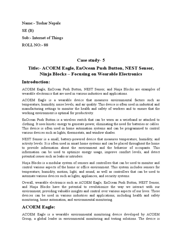 Case Study-5 Title: - Acoem Eagle, Enocean Push Button, Nest Sensor ...