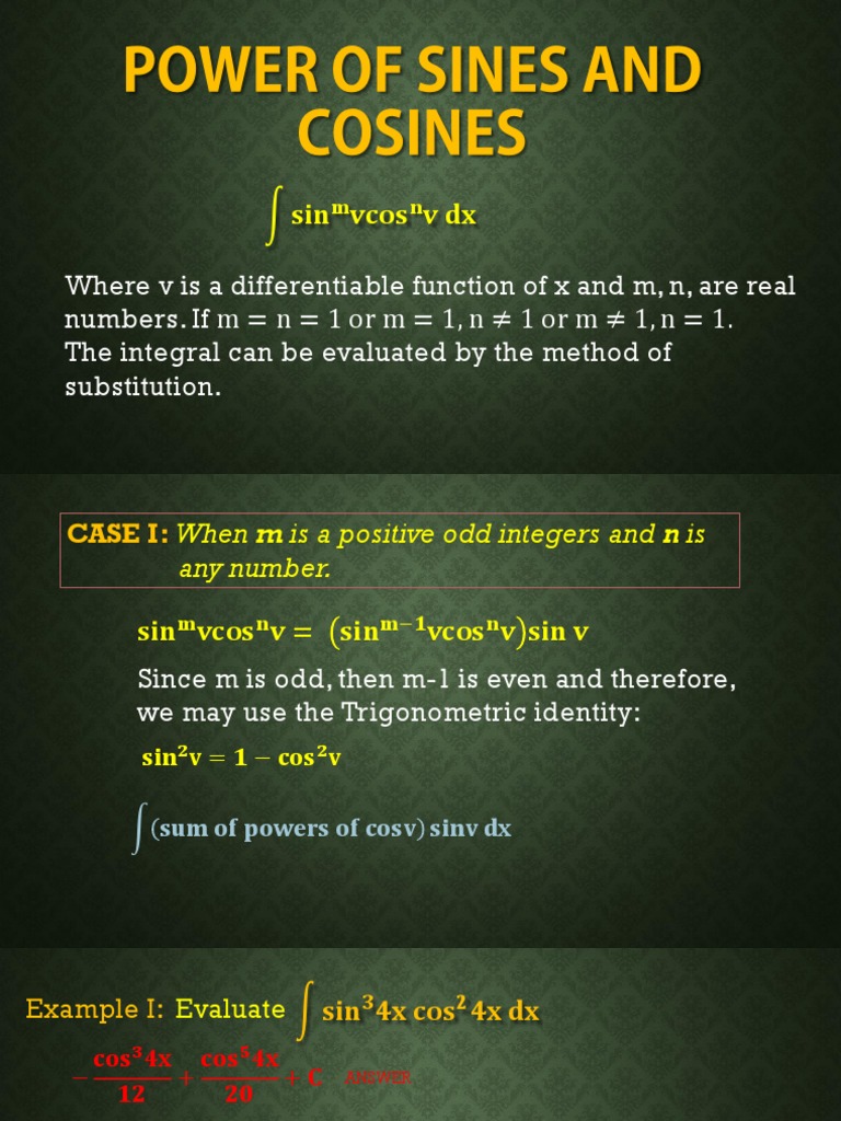 Integrating Powers of Sine and Cosine | PDF | Trigonometric Functions ...