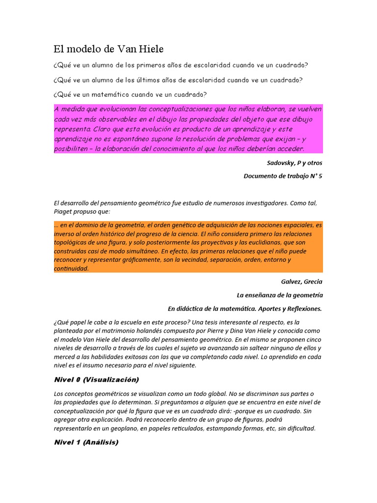 El Modelo de Van Hiele | PDF | Geometría | Razonamiento deductivo