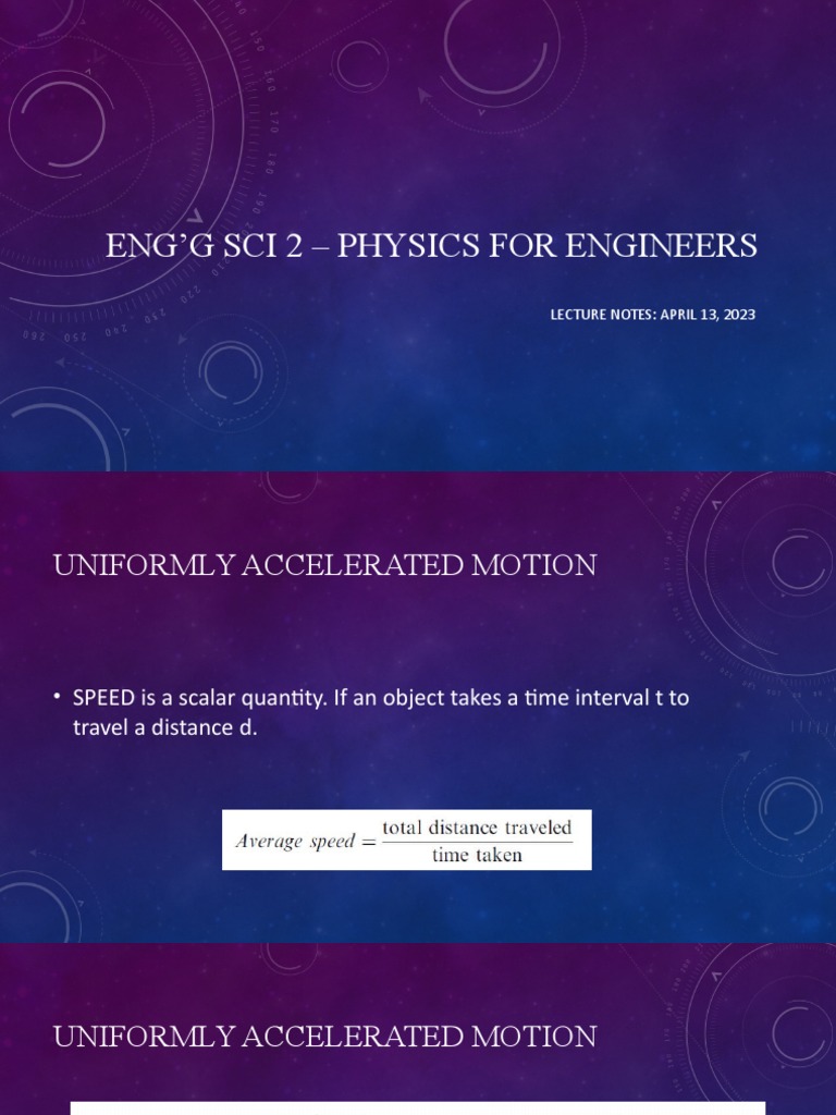 Engineering Physics Notes on Uniformly Accelerated Motion | PDF ...