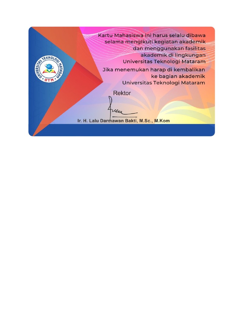 Kartu Tanda Mahasiswa UTM | PDF