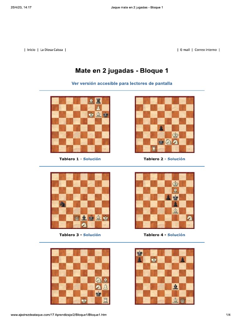 4 Ejercicios de Ajedrez Mates en 2 | PDF