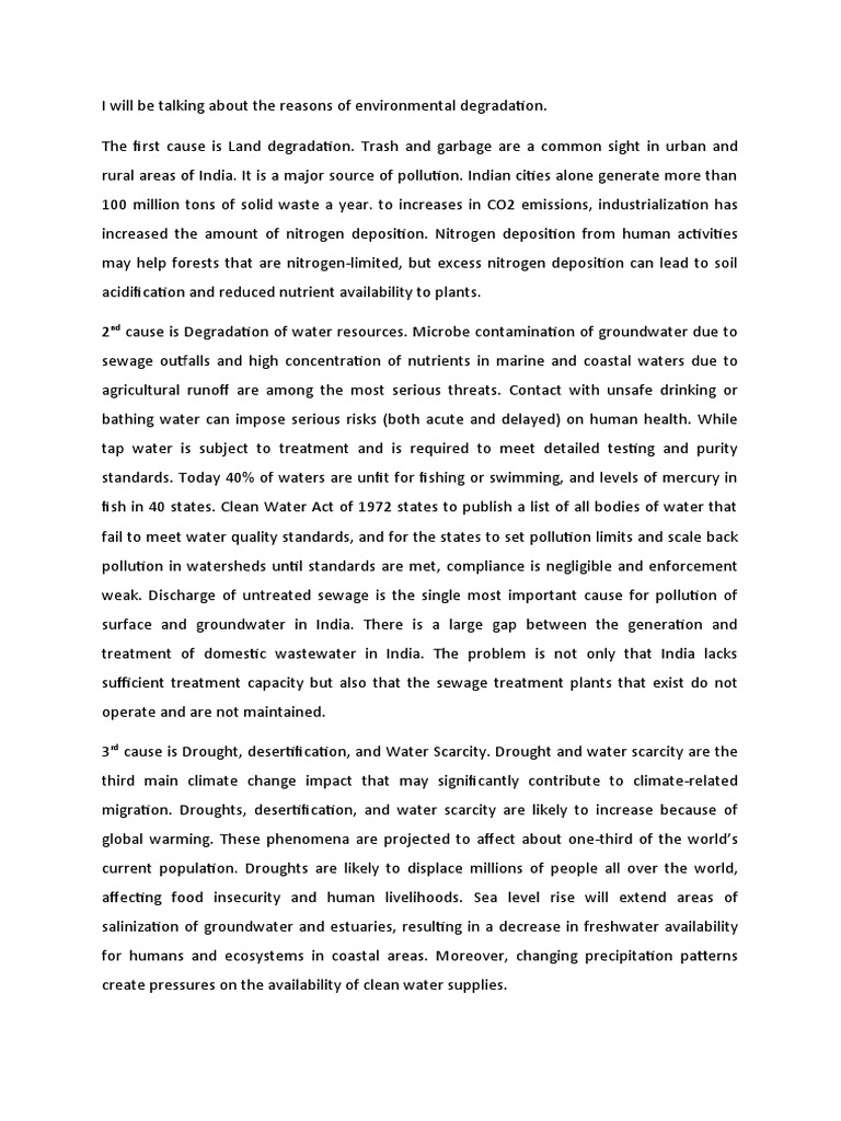 Peace PPT Script | PDF | Water | Environmental Degradation