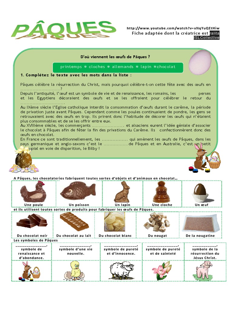 Compréhension Orale - Les Oeufs de Paques | PDF | Œuf de Pâques | Pâques