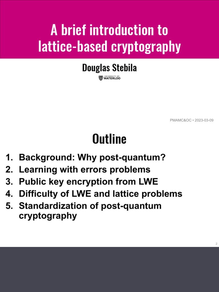 A Brief Introduction To Lattice Based Cryptography Pdf