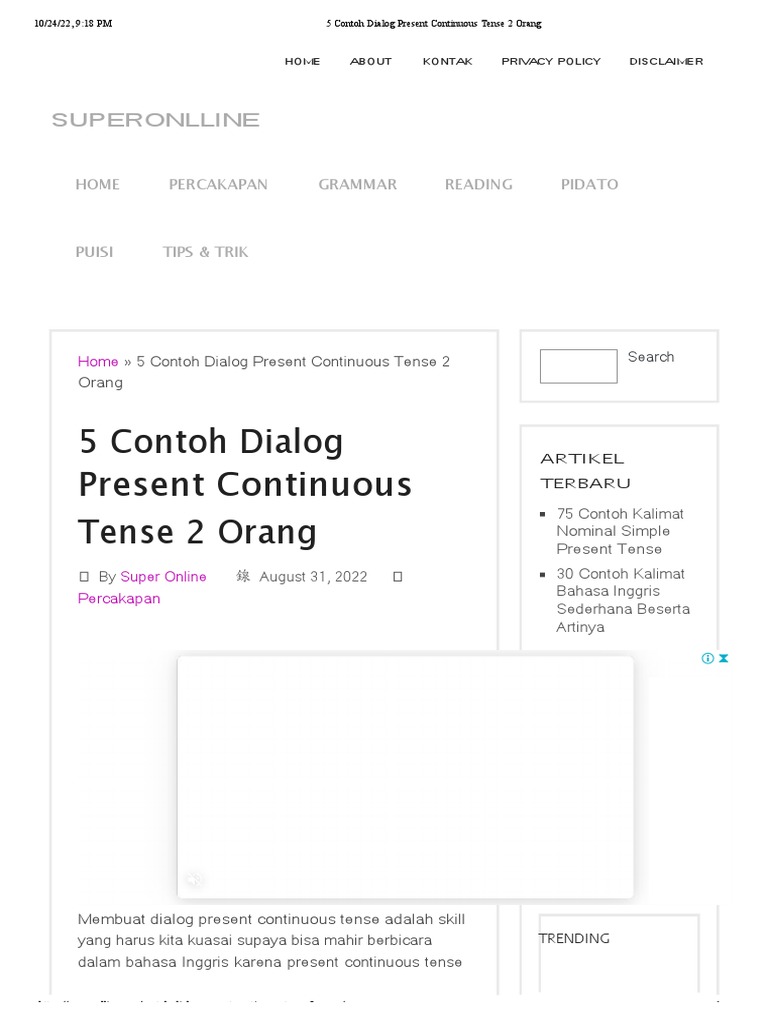 5 Contoh Dialog Present Continuous Tense 2 Orang | PDF